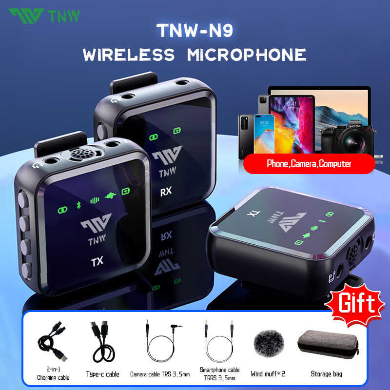 Wireless W N9/N8 Lavalier Microphone Noise Cancellation Lapel Na May 350 Mah Charge Case Para Sa ...