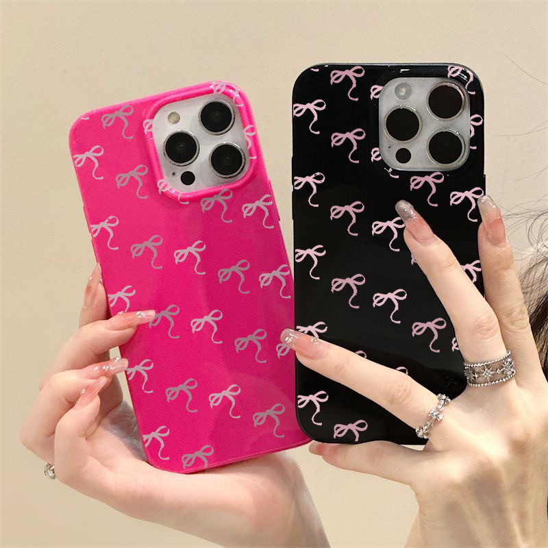Soft Cute Rose Pink Bowknots Case Compatible for IPhone 16 15 14 12 13 ...