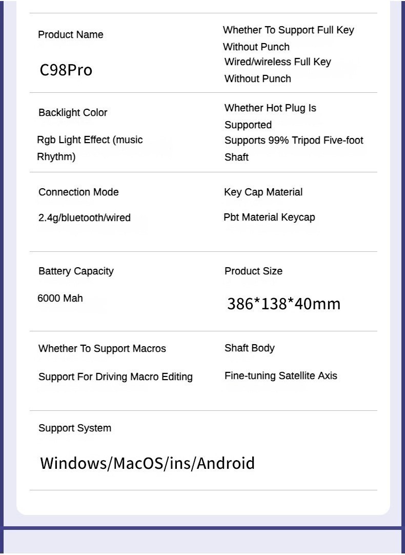 Lychee Gaming C98PRO 98-key Display Screen 2.4g Wireless Bluetooth ...