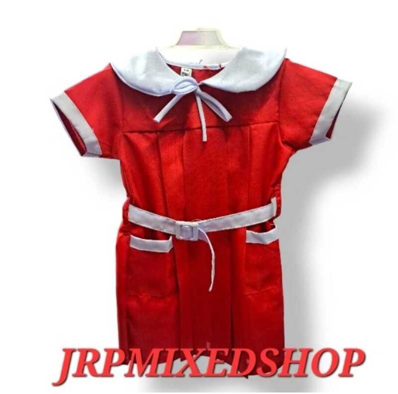 School uniform St Mark red dress daycare | Shopee Philippines