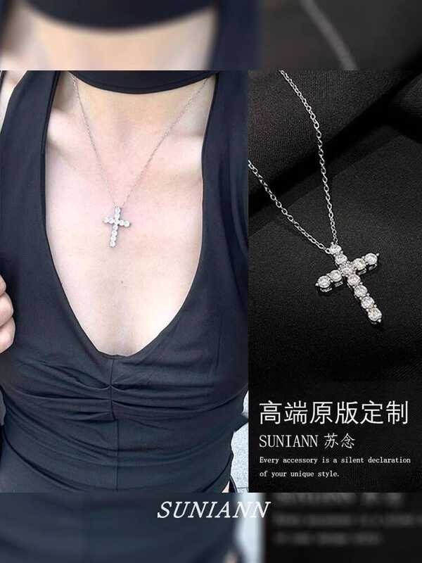 Cf Versatile 3 Invincible Simple Shiny Zircon Cross Necklace For Women ...
