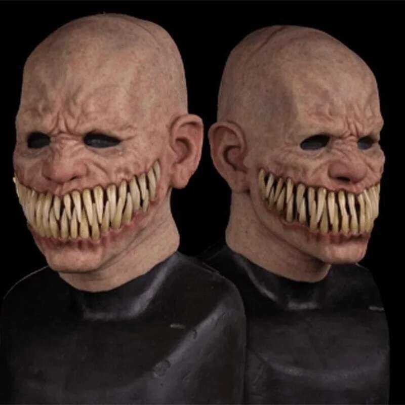 AA New Horror Clown Mask Cosplay Creepy Monster Big Mouth Teeth ...