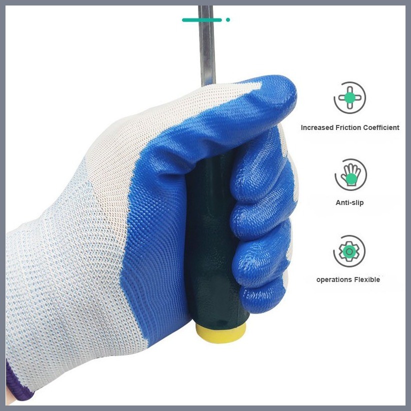 ۞ 【Ready Stock】Safety gloves work dipped rubber thickened non-slip ...