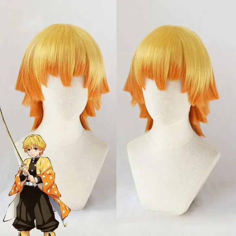 Agatsuma Zenitsu Wig Kimetsu No Yaiba Demon Slayer Yellow Synthetic ...