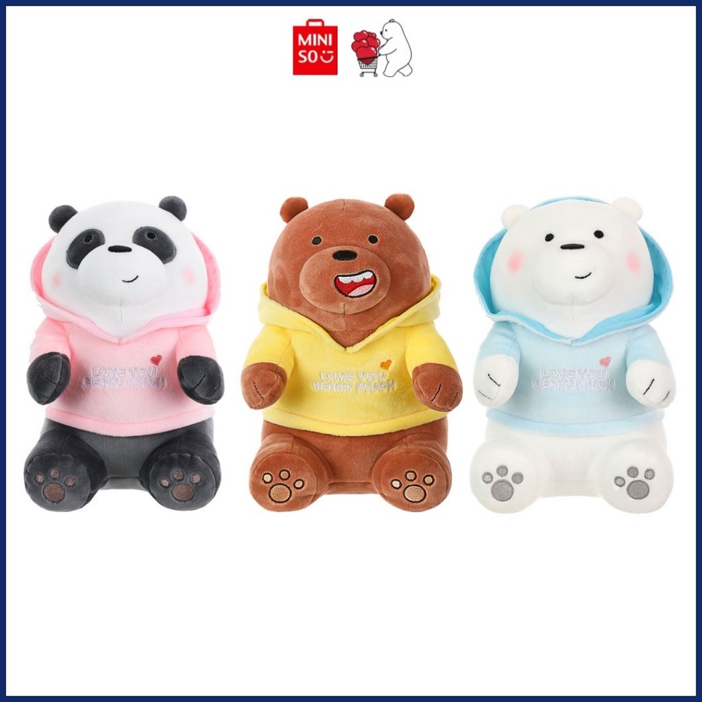 ⚛ Miniso x We Bare Bears Plush Toys Grizzly, Panda and Ice Bear ...