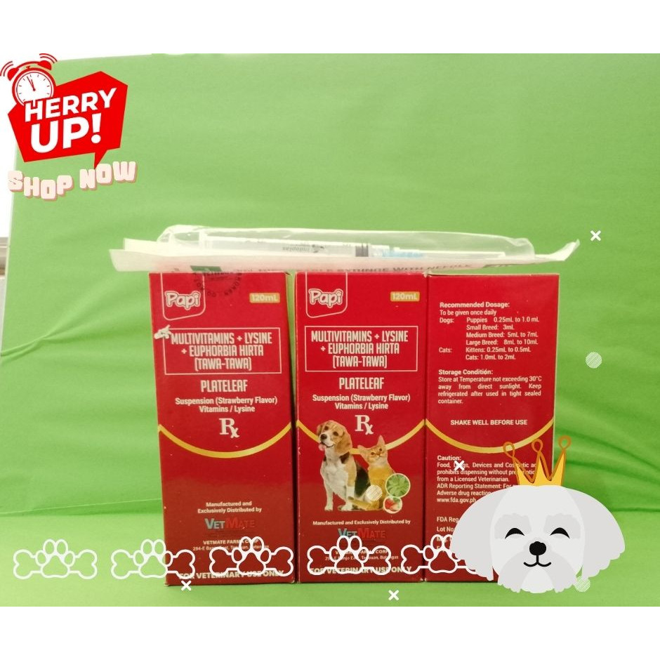 PAPI Plateleaf Multivitamins & Minerals Syrup for Dogs and Cats 120ml ...