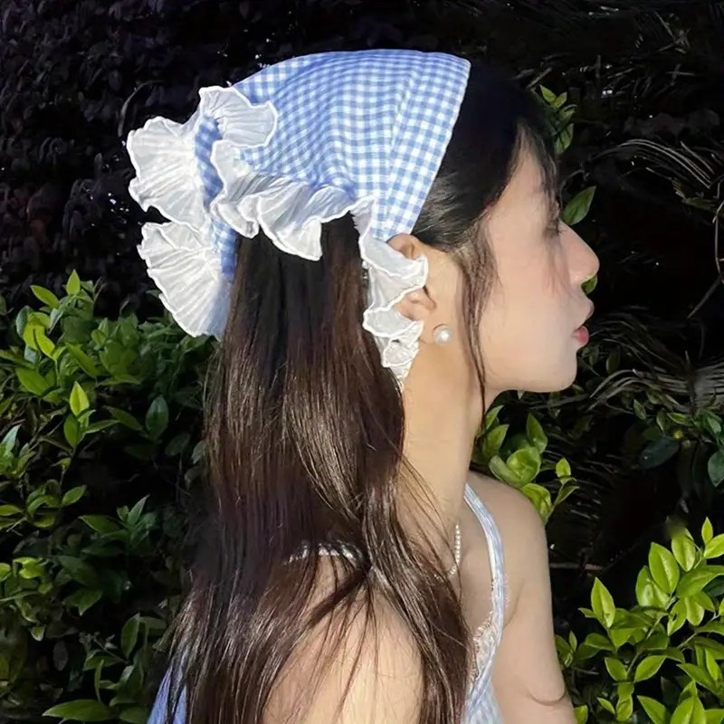 Sweet Girls Turban Head Kerchief Floral Hair Bandana Triangle Headwear ...