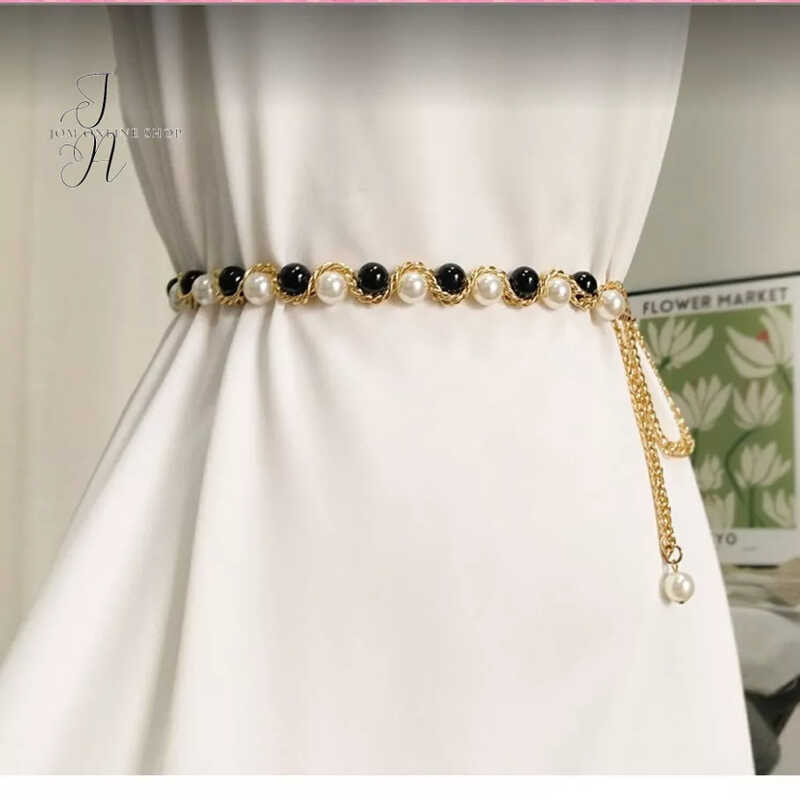 kulay itim at puti maayos na belt para sa damit ng mga kababaihan ...