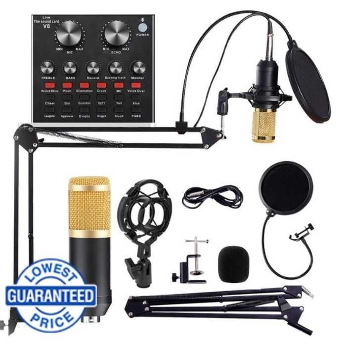 Set Condenser Bm-800 Microphone Kit Gamit Ang V8 Multifunctional Live Sound Card | Shopee ...