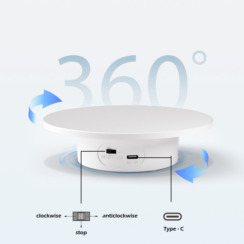 20cm / 15cm Build-in Battery / USB Rotating Display Stand Electric 360 ...