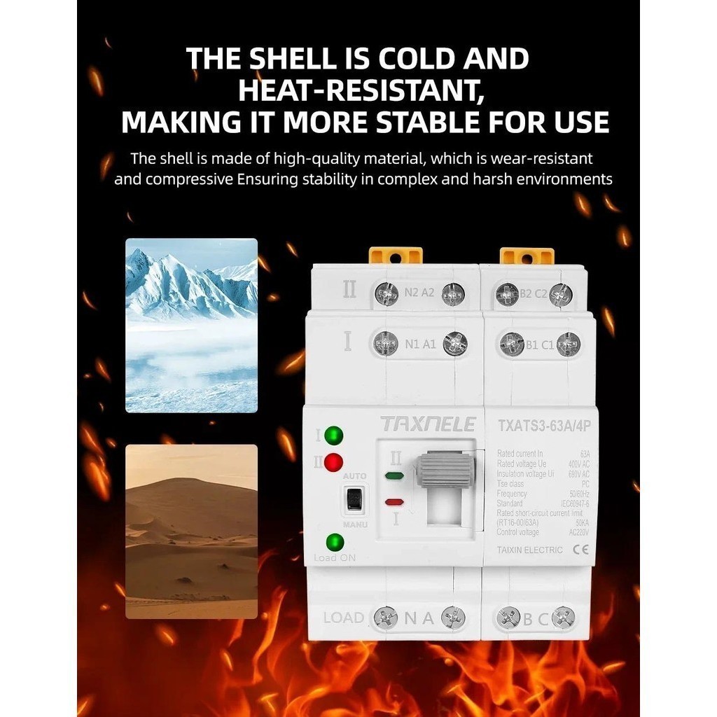 Din Rail 2P 4P ATS Dual Power Automatic Transfer Switch Electrical Selector Switches 63A taxnele ...