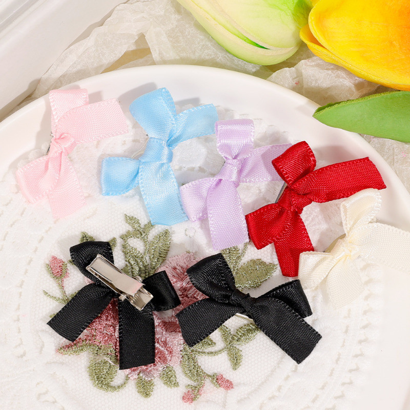 3CM 8PCS Cute Girl Colorful Silk Ribbon Bang Clip - INS Y2K Sweet Girl ...