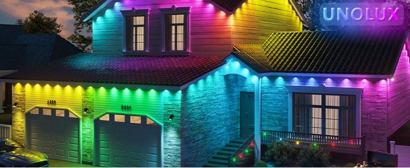 UNOLUX Smart Outdoor Lights Waterproof RGBIC Christmas Lights Works ...