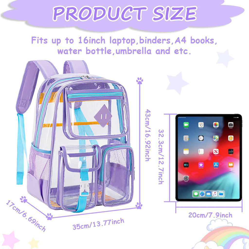 Transparent Backpack Pvc Large Capacity Lightweight Waterproof Travel ...