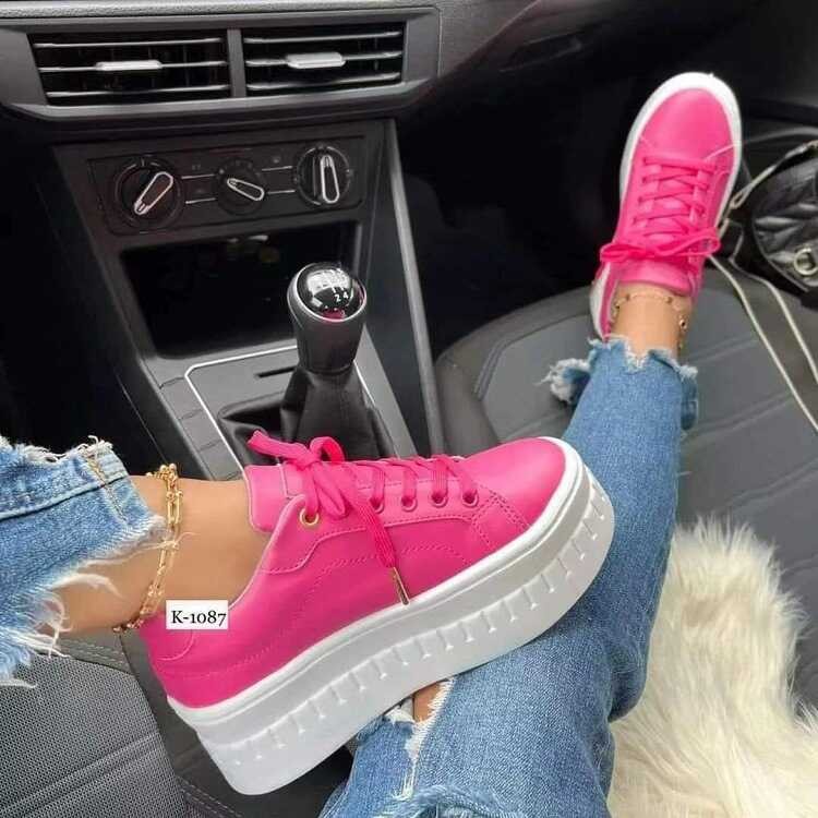 A6 Bagong Makapal Talampakan Isang Kasama Lace Up Maliit Puting Ng Mga ...