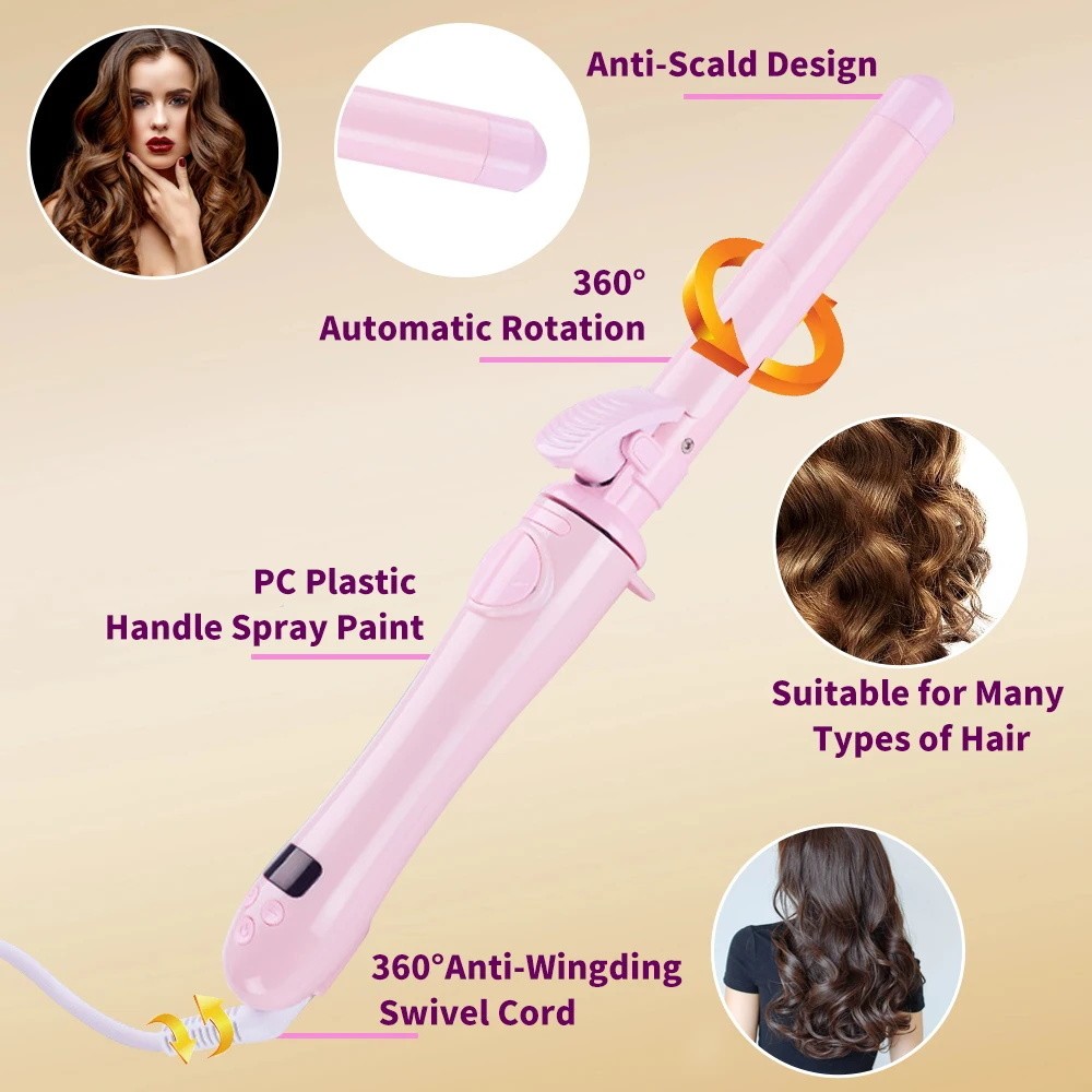 25/28/32Mm Ceramic Fully Automatic Rotating Irons Big Wave Wand Waver ...
