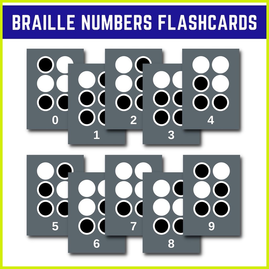The Braille Alphabet Flashcards, Braille Numbers Flashcards, Laminated ...