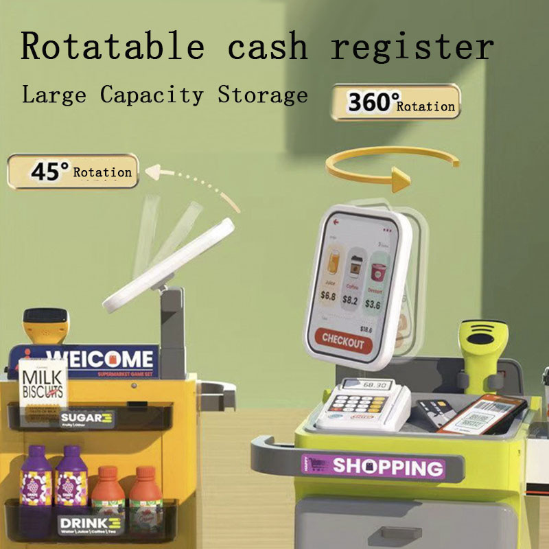 ABCtoys Cash Register Toy Big Supermarket Grocery Store with Money ...