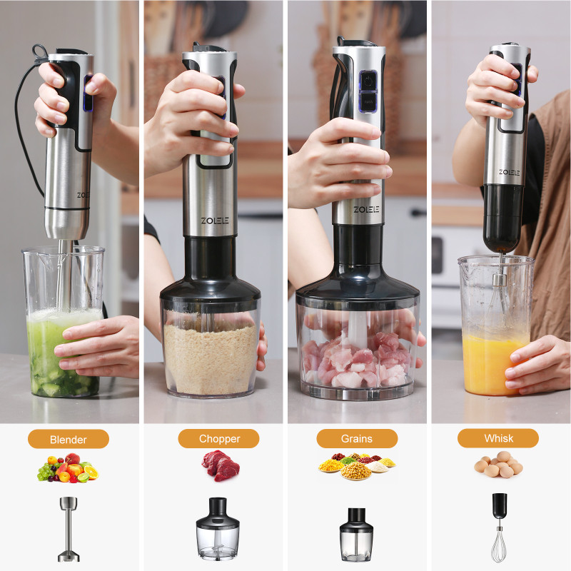 ZOLELE 4-in-1 Multifunctional Manual Mixer Immersion Blender 1200W ...