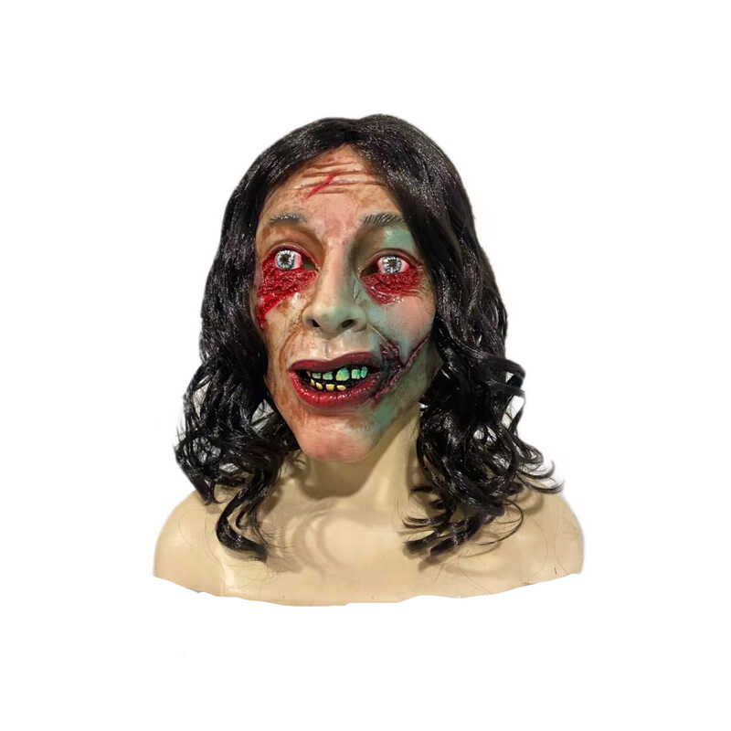 & Adult Latex Mask Halloween Scary Headgear Melting Face Latex Bloody ...