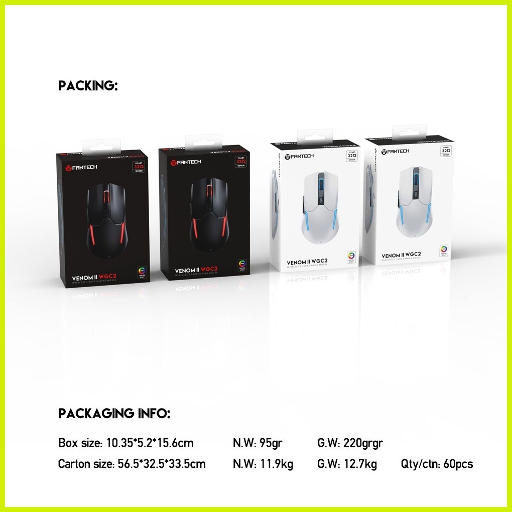∏ ♚ HOB Fantech WGC2 Venom II Wireless Gaming Mouse 2.4GHZ with RGB ...