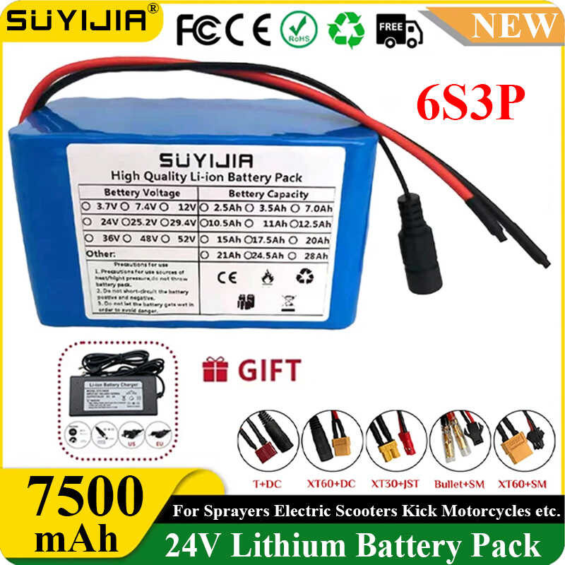 6S3p 24V 7500Mah 18650 Rechargeable Li-Ion Battery Pack Electric ...