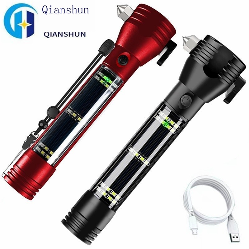 Cross-border multifunctional flashlight car self-rescue safety hammer ...