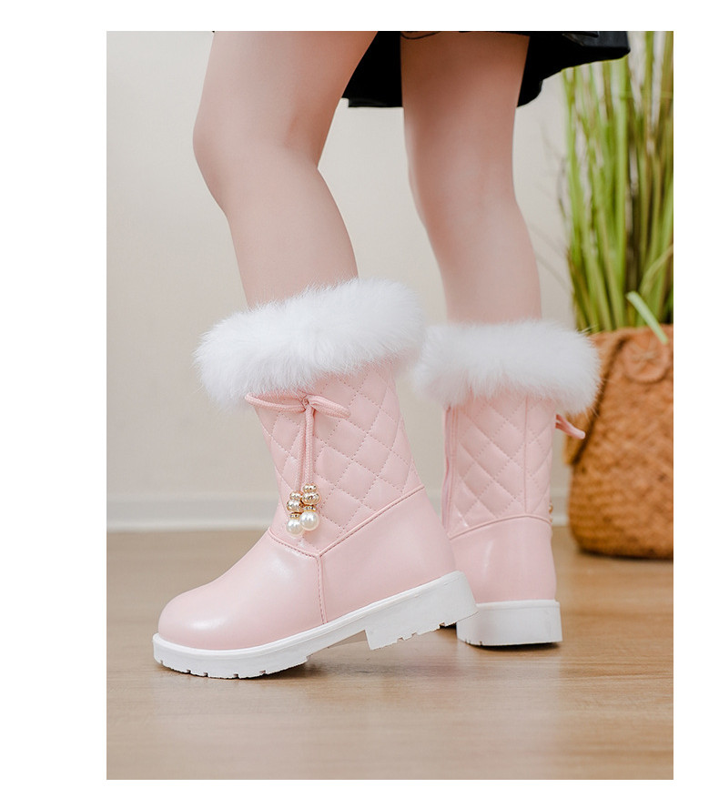 Girls Princess Boots Warm Shoes for Winter Kids Long Boots with Fur ...