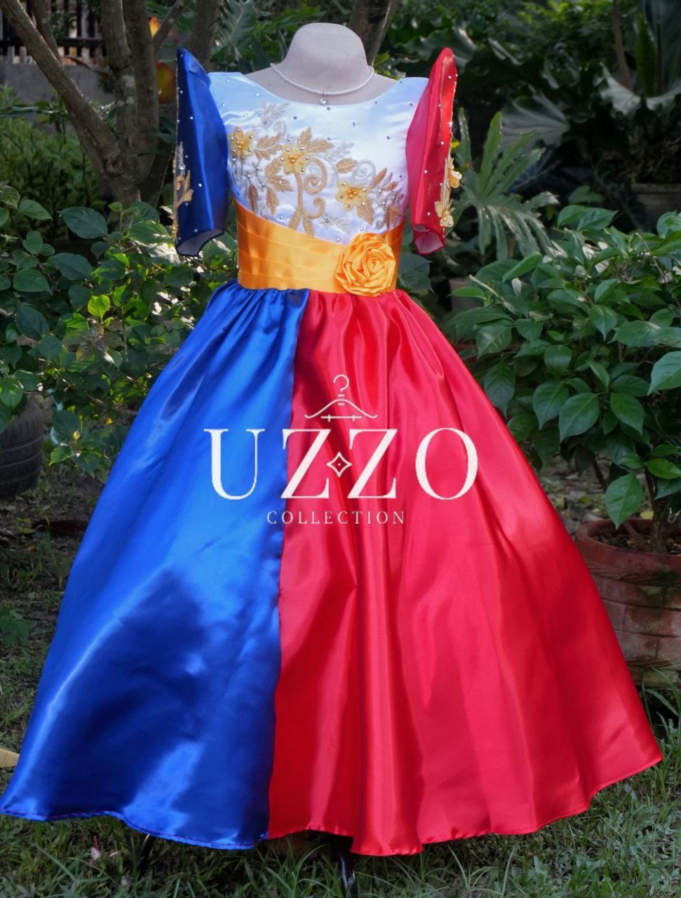 HABLON II PH Flag Modern Filipiniana Girls Gown Buwan ng Wika Costume Ages 2-12 UN Day ASEAN ...
