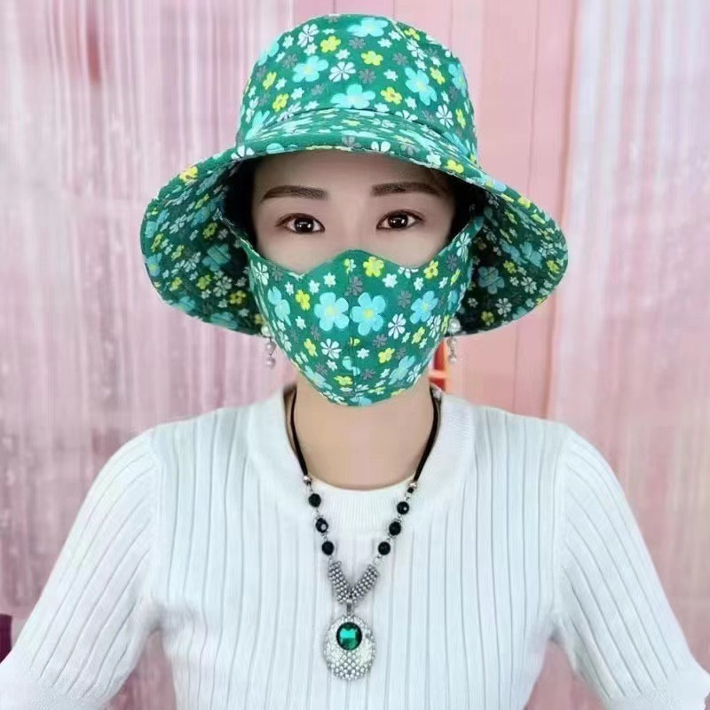Hat With Mask Women Hat Cap with Face Cover Uv Bucket Hat Wide Brim ...