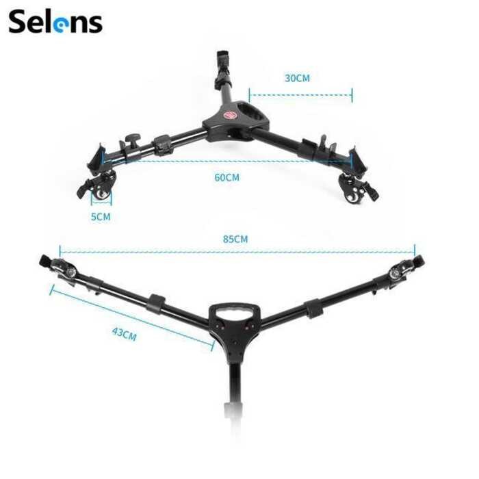 Universal Selens Heavy Duty Adjustable 3 Wheels Slider Tripod Dolly ...