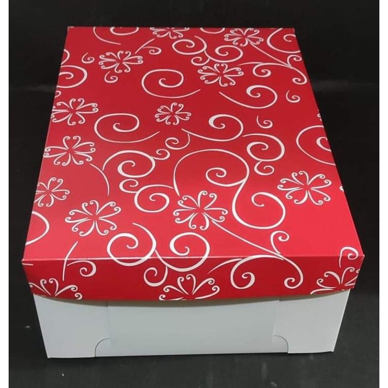 10X14X5 CAKE BOX RED ORNAMENTAL DESIGN (10PCS) | Shopee Philippines