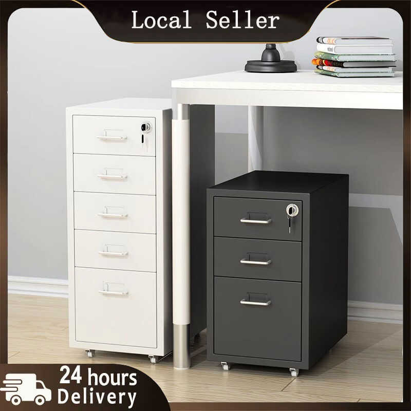 Metal Office Lock Home Bedroom Desk Drawer File With Wheels Mobile ...