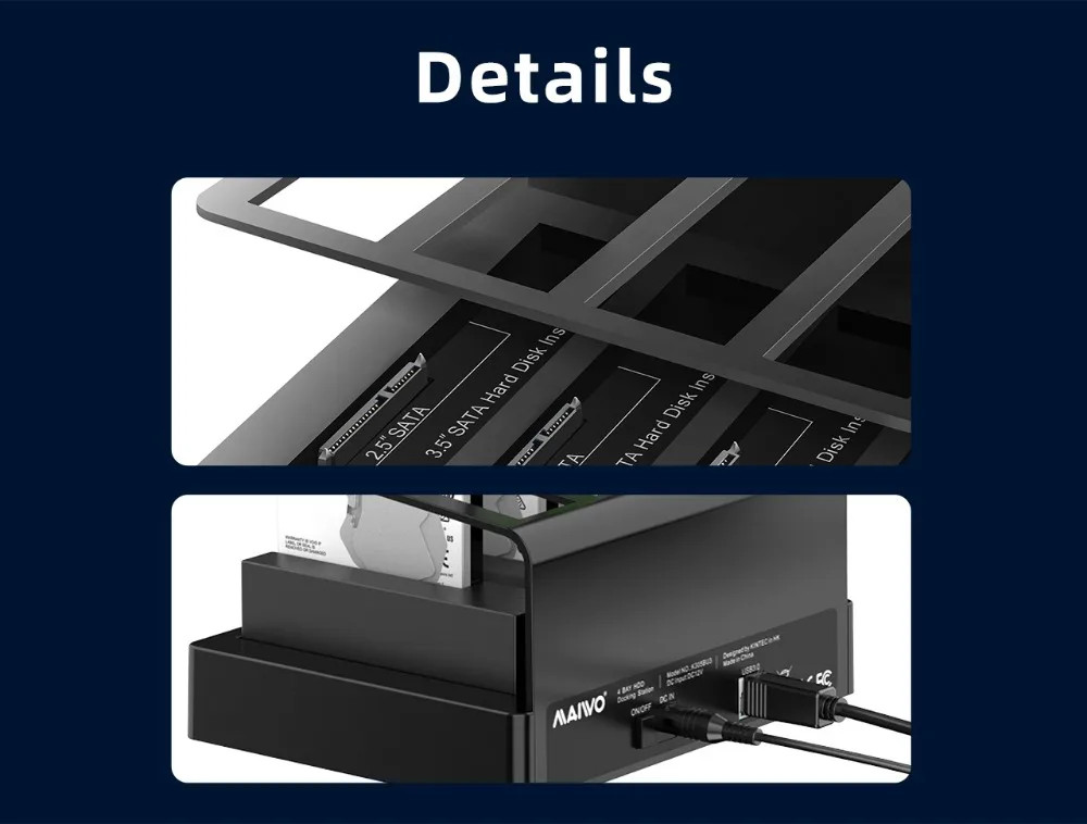 MAIWO 4 Bay Hard Drive Enclosure Sata to USB 3.0 External Multi-Bay 2.5 ...