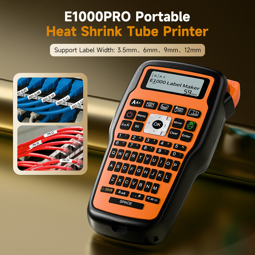 E1000 PRO Portable Heat Shrink Tube Label Printer Industrial Label ...