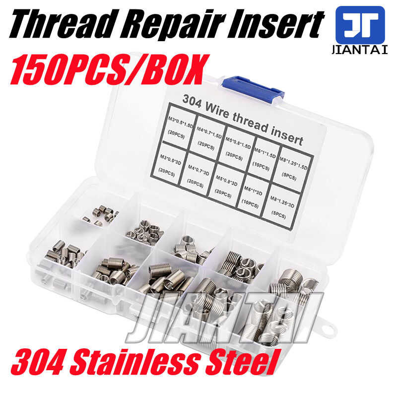 JIANTAI 150Pcs/Box Helicoil Set Insert Assortment Repair Kit M3 M4 M5 ...