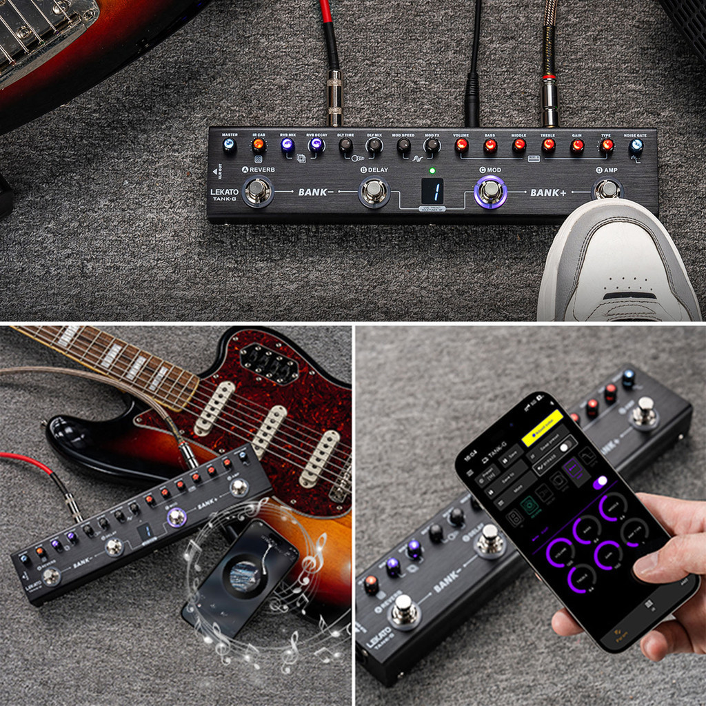 LEKATO Tank-G Multi Effects Guitar Pedal Guitar Effects Pedal with 36 Presets Editable 4 Modules ...