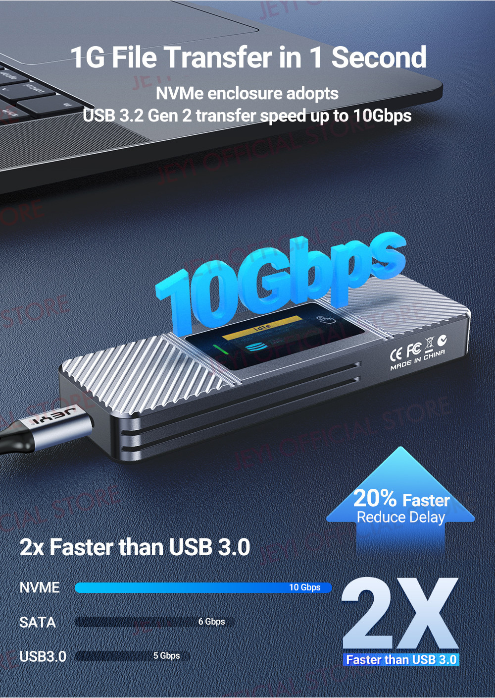 JEYI Visual Smart M.2 NVMe NGFF SSD Cartridge with 5-second write ...