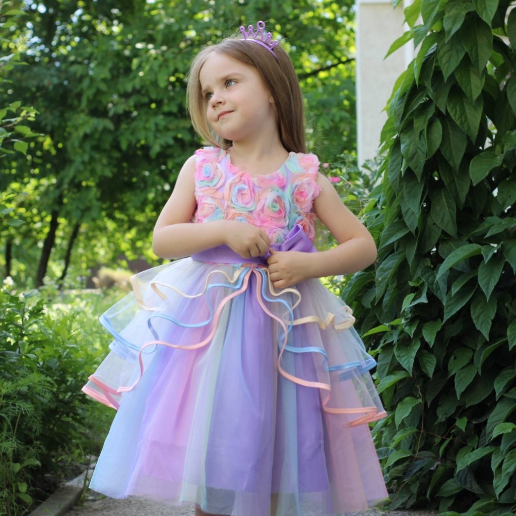 Girls Unicorn Dress Floral Dress Party Princess Lace Wedding Prom Dress ...
