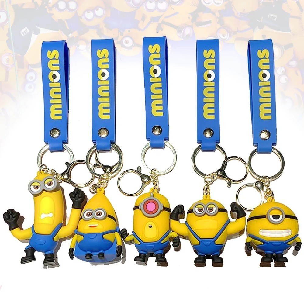 Minions 4 Figurines Keychain Toys 3D Eye Despicable Miniones Action ...