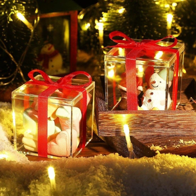 Clear Acrylic Candy Box - Transparent Plastic Square Cube Cake Dessert ...
