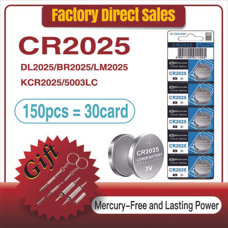 150PCS 3V CR2025 Lithium Button Battery DL2025 BR2025 5003LC LM2025 CR ...