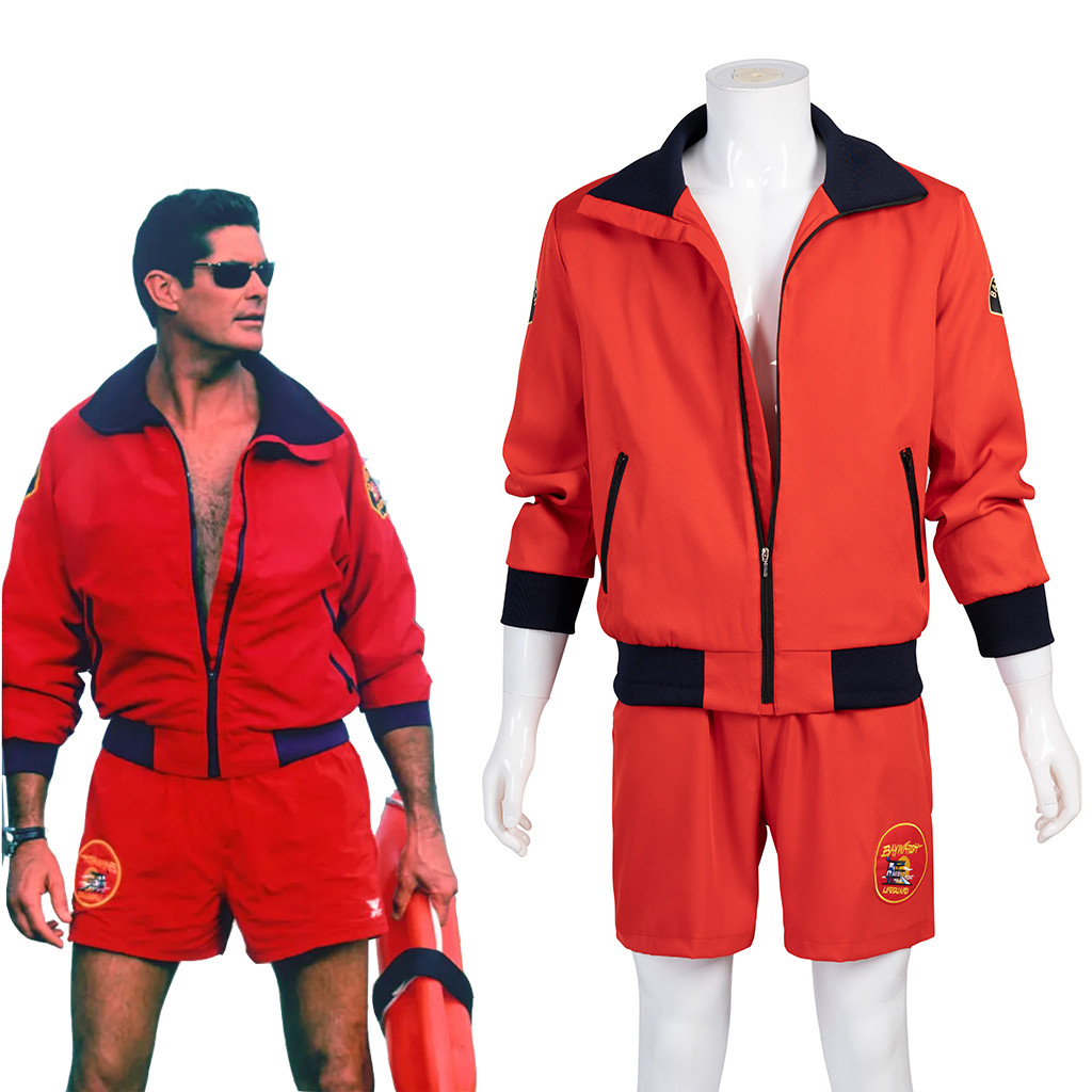 § Baywatch Cosplay The Mentor Red Zipper Jacket Coat Shorts Sets David ...