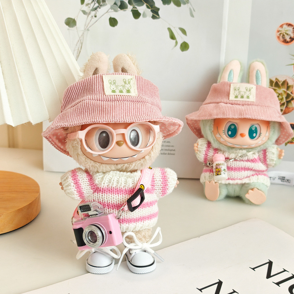 Labubu Dress Up Clothes for LABUBU V1&V2, Pink Sweater, Hat, Shoes and ...