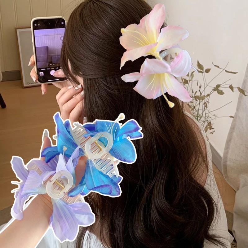 Lily Flower Hair Clamp - Fashion, Bohemian Style, Sweet - Back Head ...