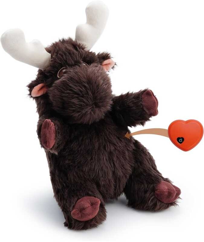 Fuzzwoof Moose Heart Beat Toy Soft Plush Stuffed Animal Dog Pal with ...