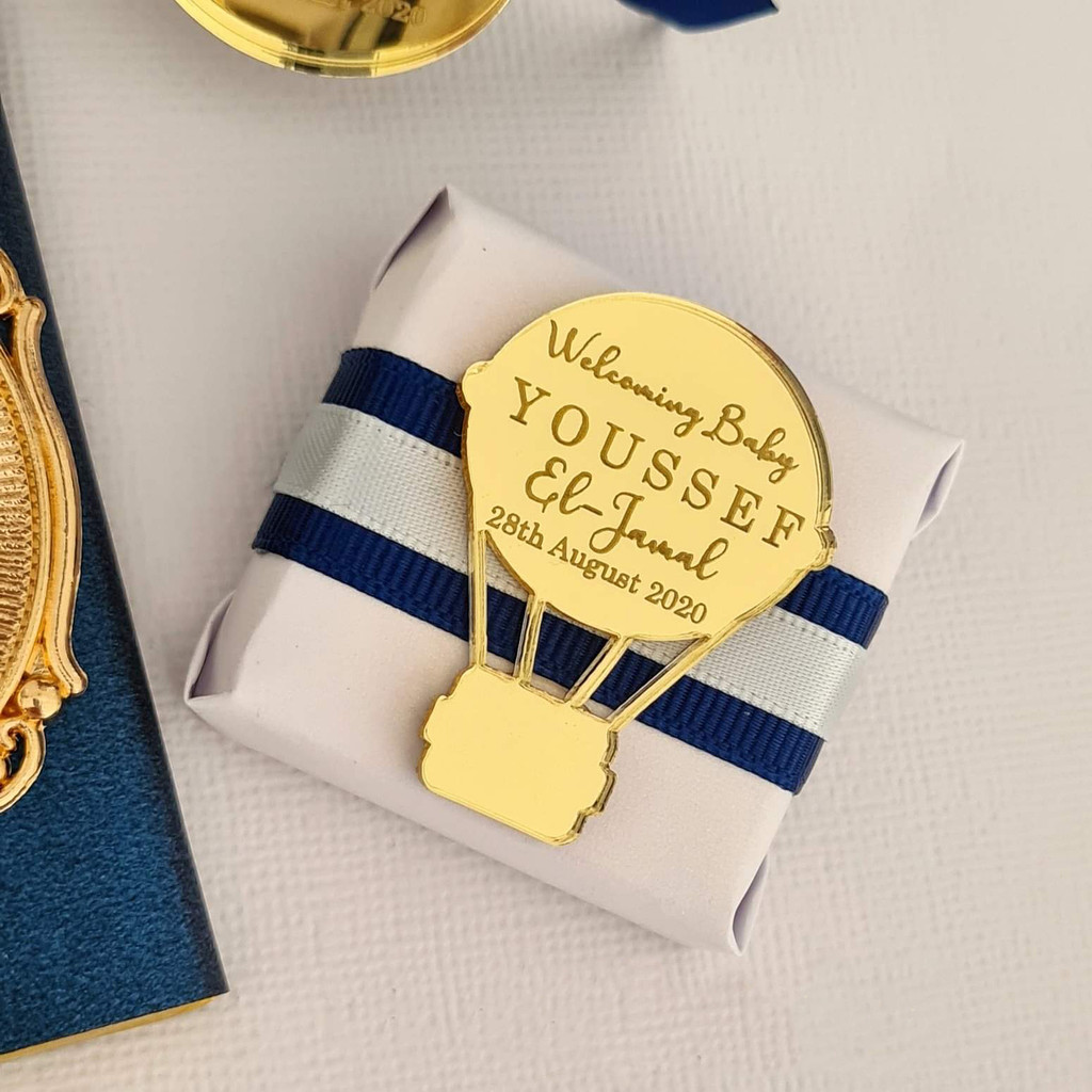 50Pcs Personalized Hot Air Balloon Label Wedding Customizable Name Baby ...