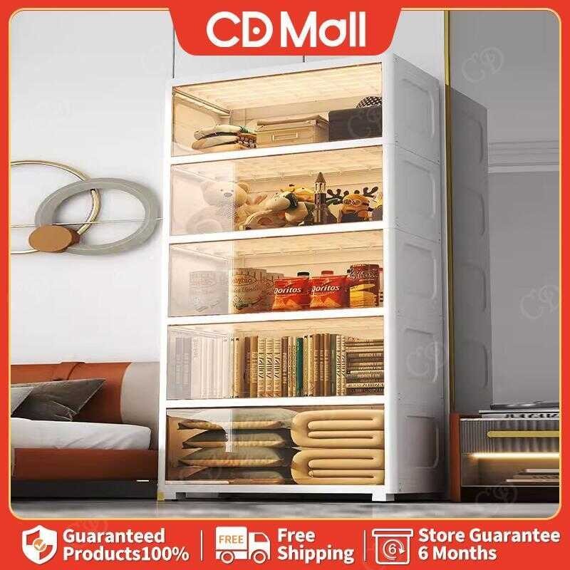 CD Wardrobe Drawer Flip Storage Box Plastic Multifunctional With Wheel ...