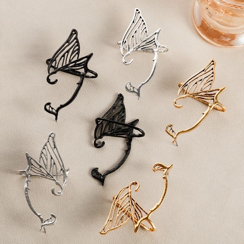 Elf Ear Clip Wing Design Ear Hook Single Side NON-piercing Earrings ...