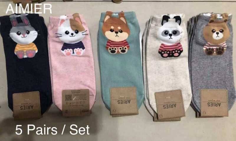 AIMIER 5Prs/Set Korean Cute Version Ankle Socks Stlye W02-39 082 ...